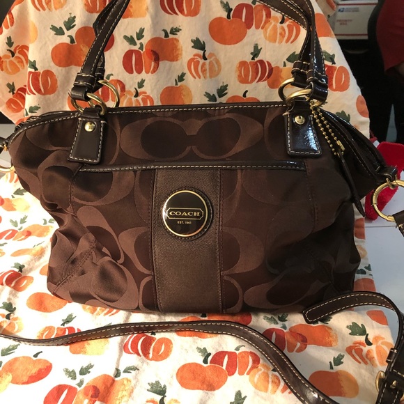 Coach | Bags | Coach Signature Jacquard Retired Chocolate Purse | Poshmark
